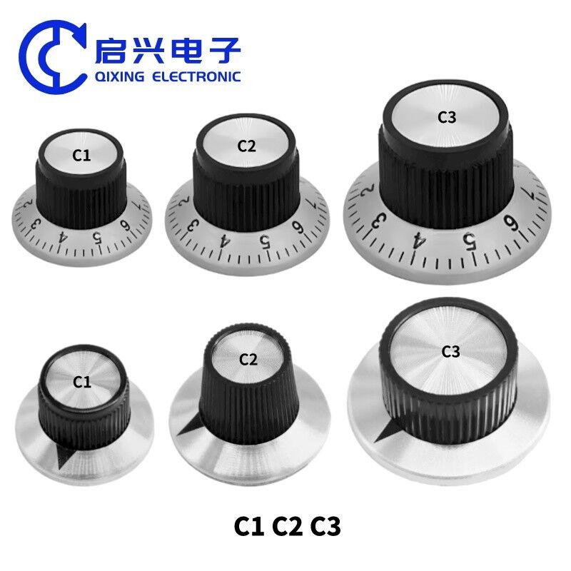 Potentiometer Knob C1 C2 C3 with Copper Core and Aluminum Top for Long ...