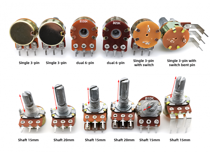 Taper Right Angle Rotary Potentiometer WH148 Linear Potentiometer B500K