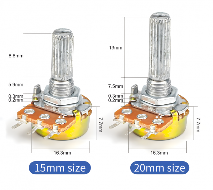 Taper Right Angle Rotary Potentiometer WH148 Linear Potentiometer B500K
